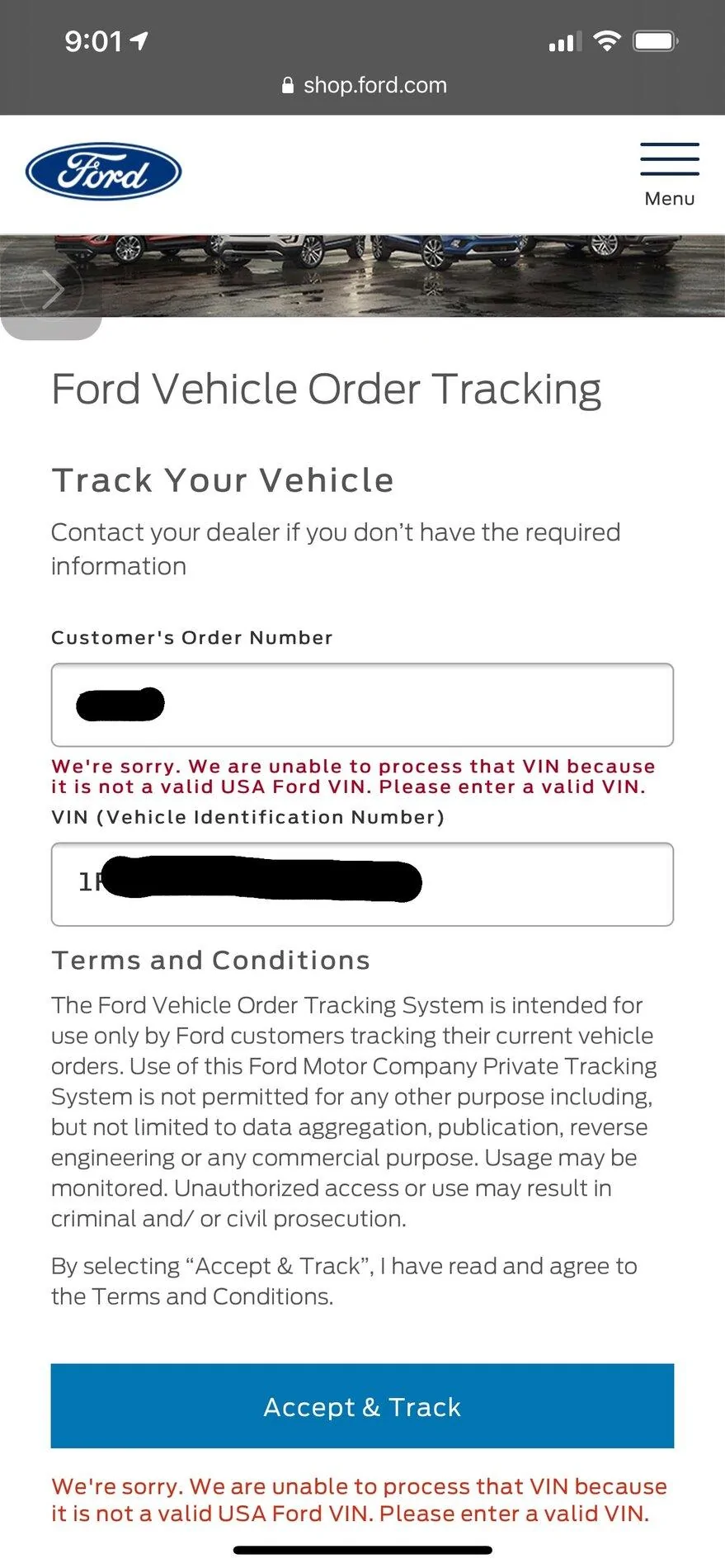 Canadian customers not able to Track order from Ford website | Bronco6G ...