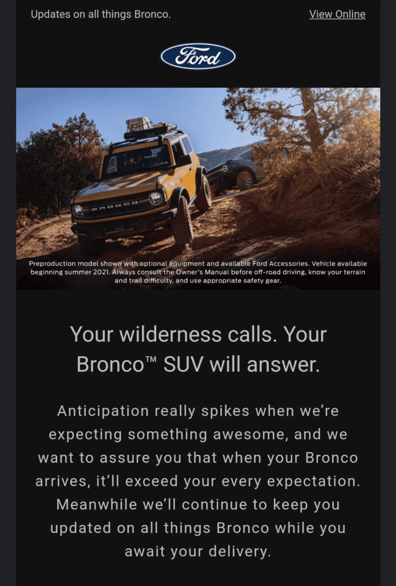 Stay Pumped email from Ford... excitement level 100 to 0 | Bronco6G ...