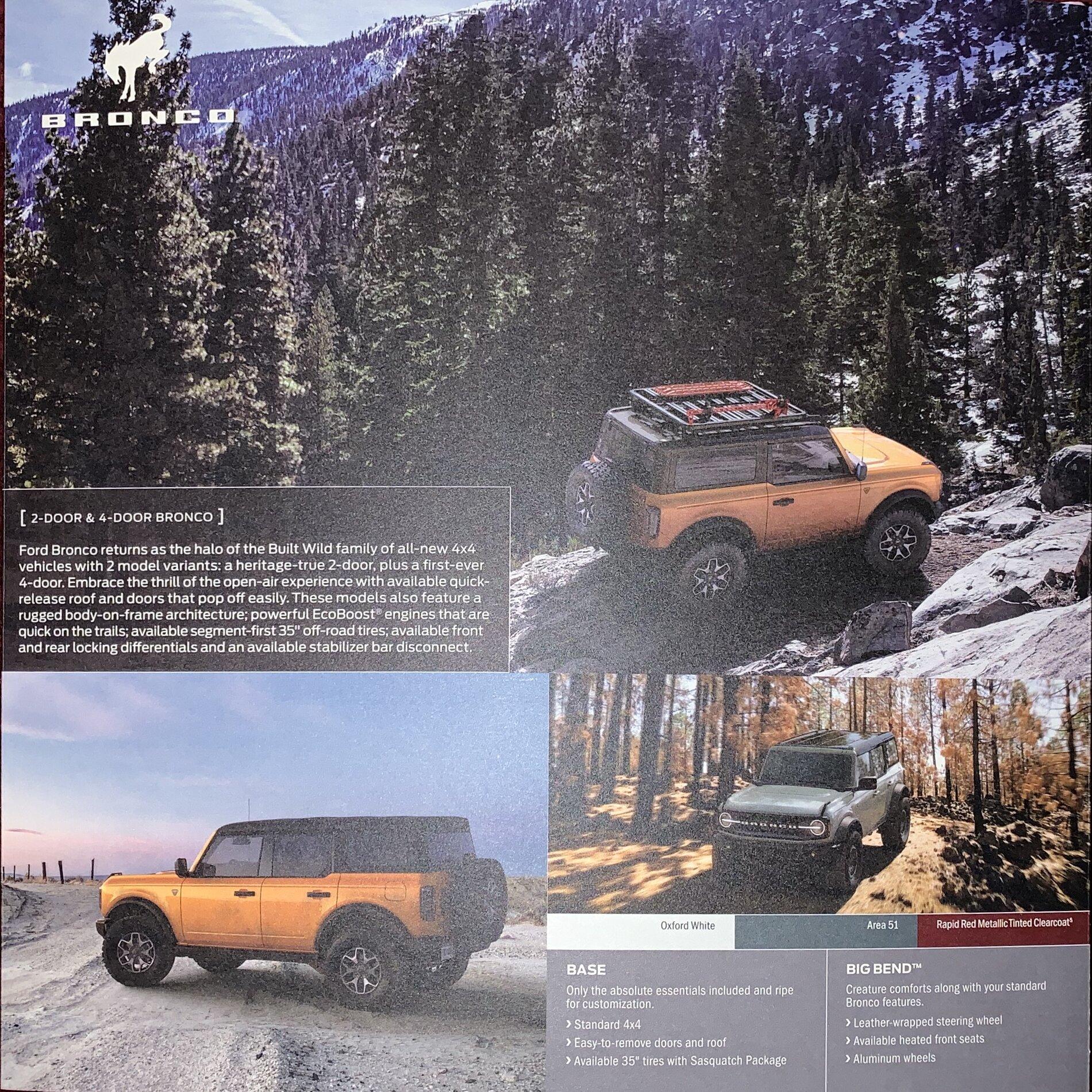 Bronco & Bronco Sport Physical Brochure / Pamphlet | Bronco6G - 2021 ...