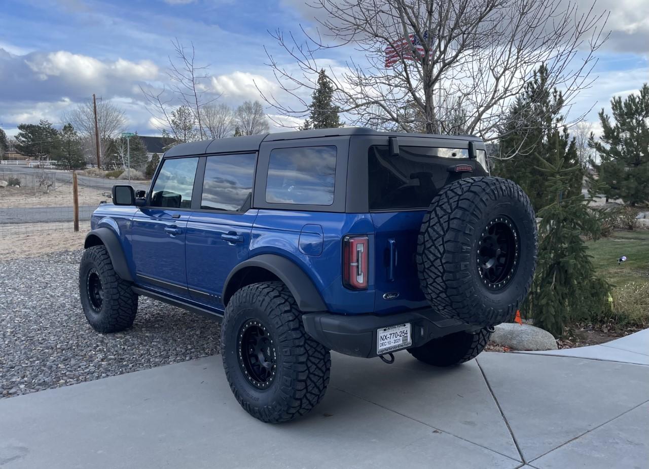 Lightning Blue First Edition on 37's, 17" Dirtylife beadlocks wheels, King Shocks | Bronco6G ...