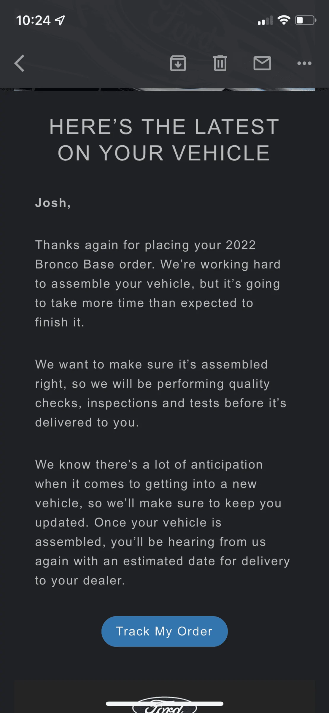 "Here's the Latest On Your Vehicle" spam email from Ford | Bronco6G ...