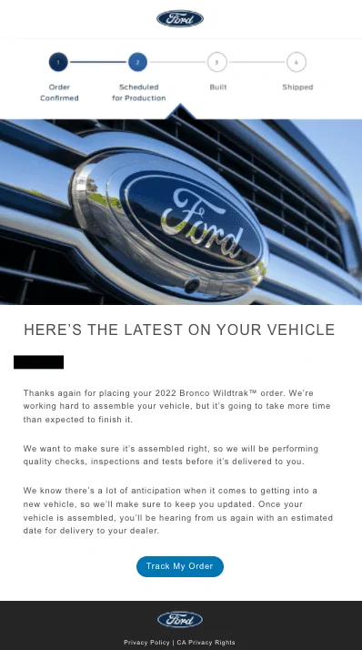 "Here's the Latest On Your Vehicle" spam email from Ford | Bronco6G ...