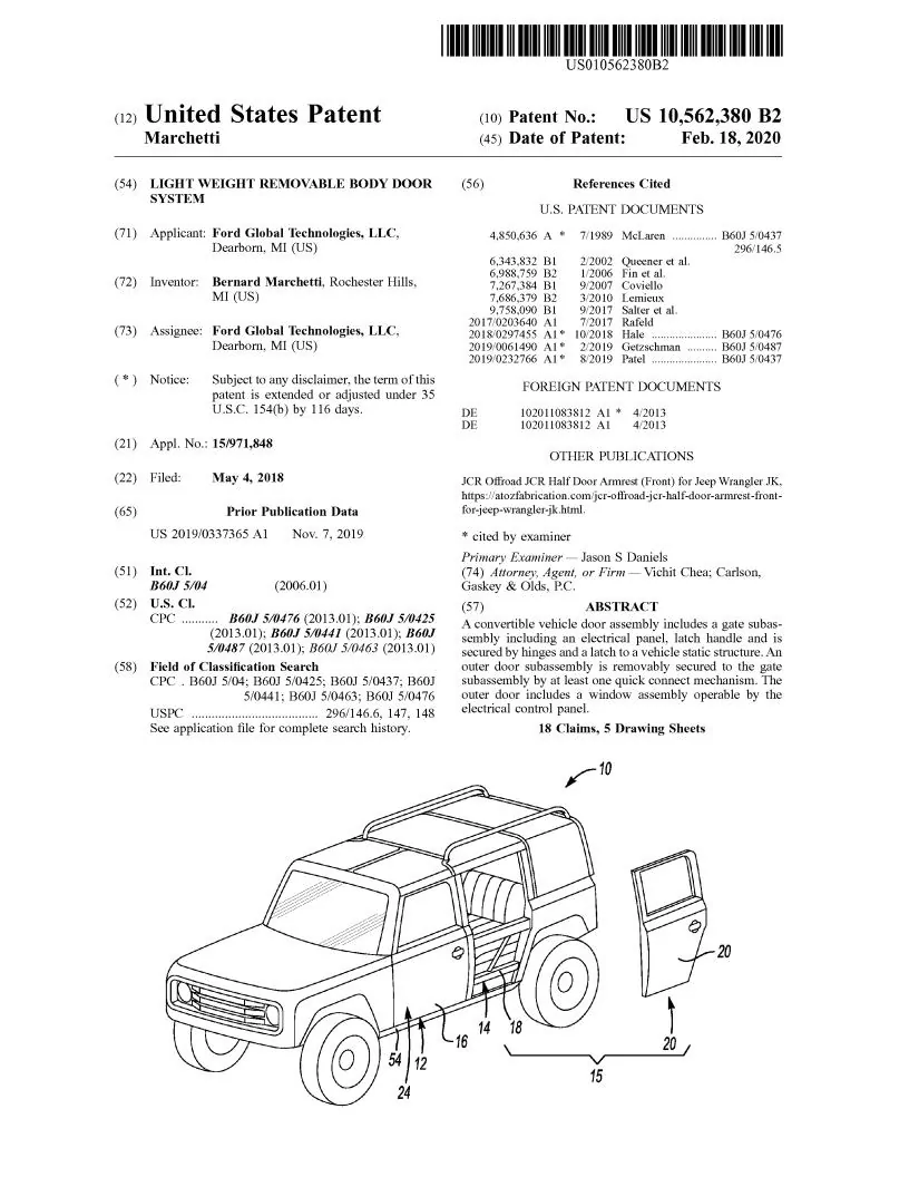 Ford Patents Light Weight Removable Body Door System with Built-In Tube ...