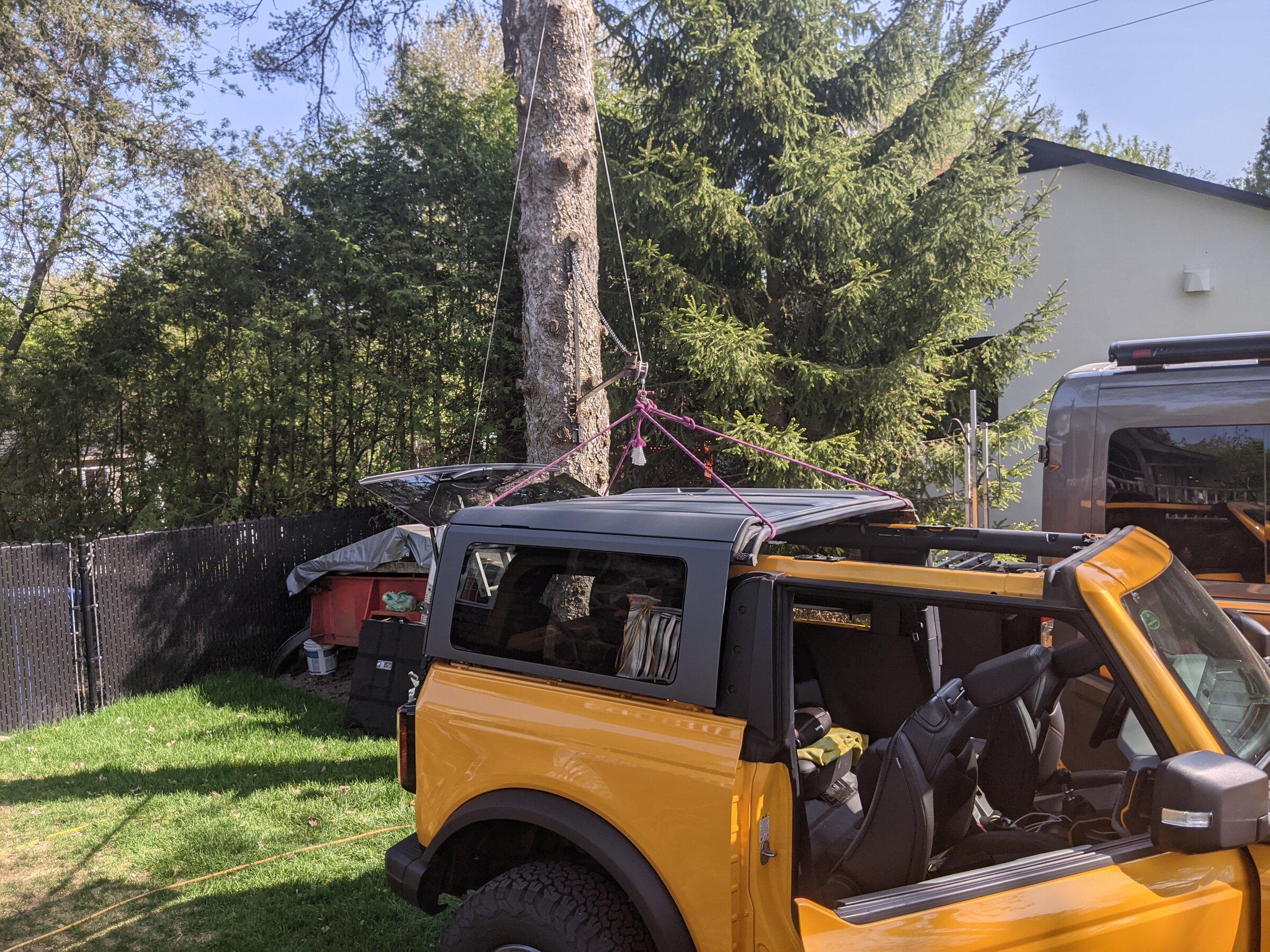 Redneck Hardtop Removal system (don't do it at home) | Bronco6G - 2021 ...