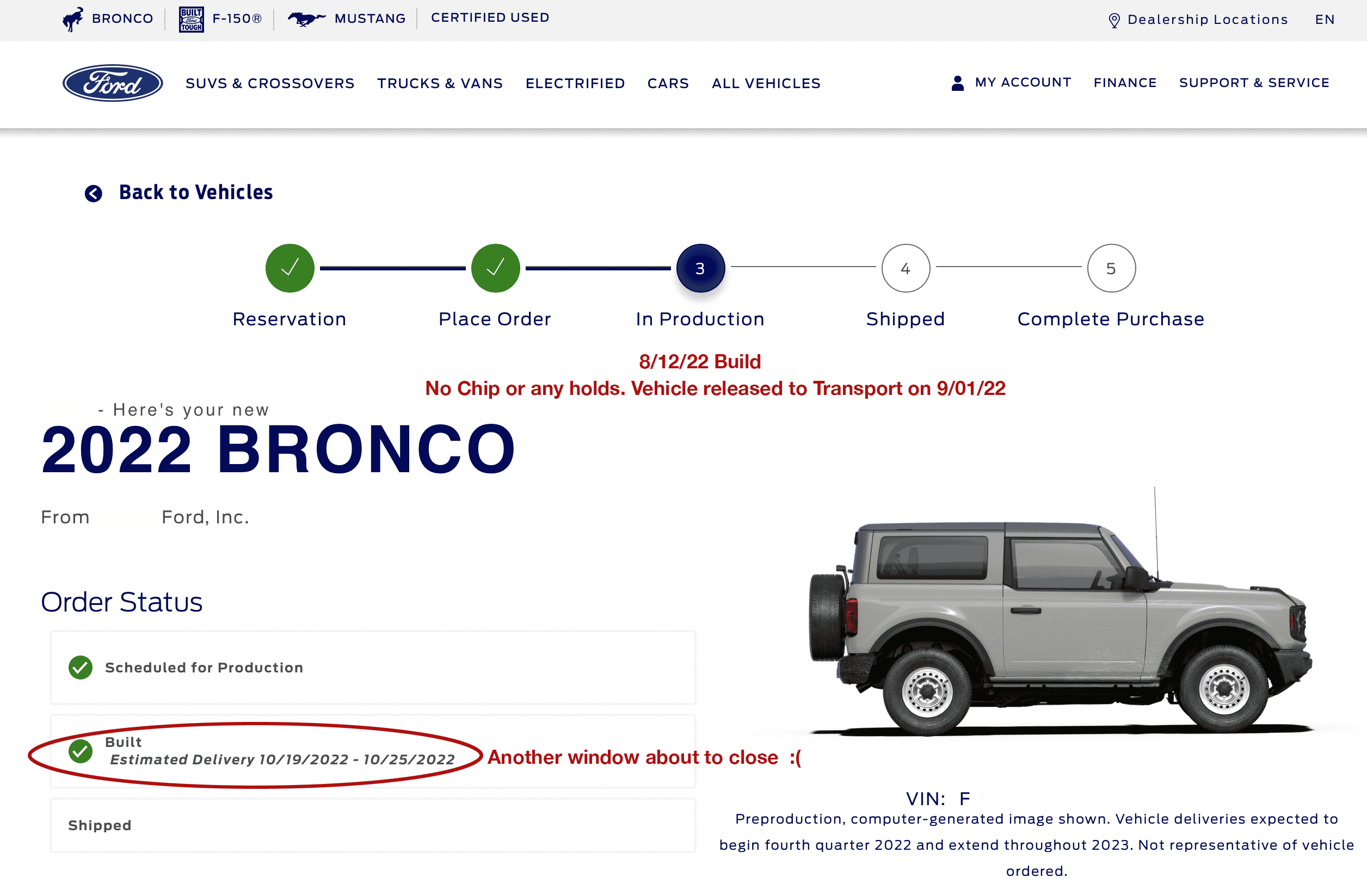 Longest Clean Build Released to Transport Wait in Purgatory? | Bronco6G ...