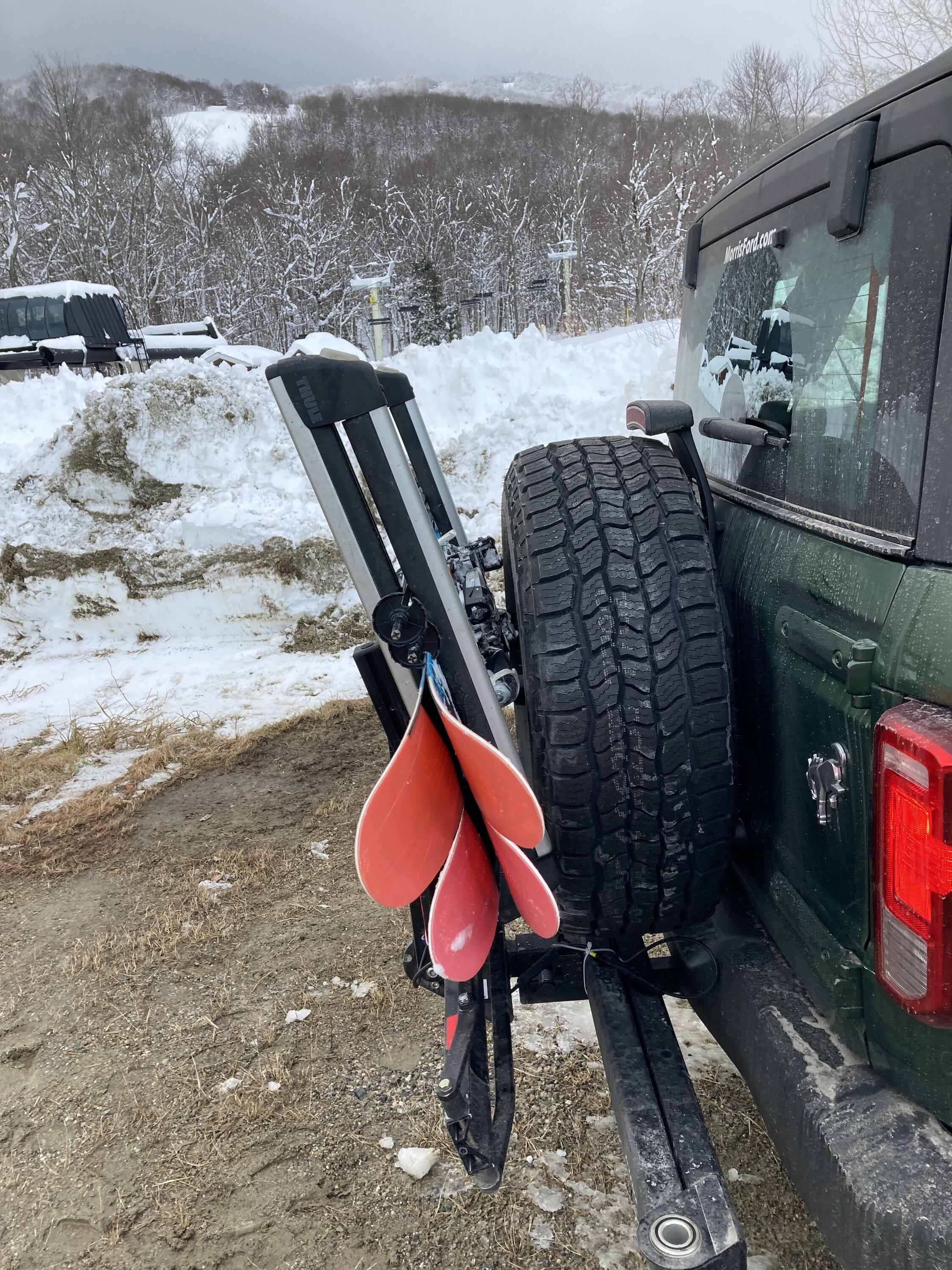 Hitch ski rack made for a 1up bike rack | Bronco6G - 2021+ Ford Bronco ...