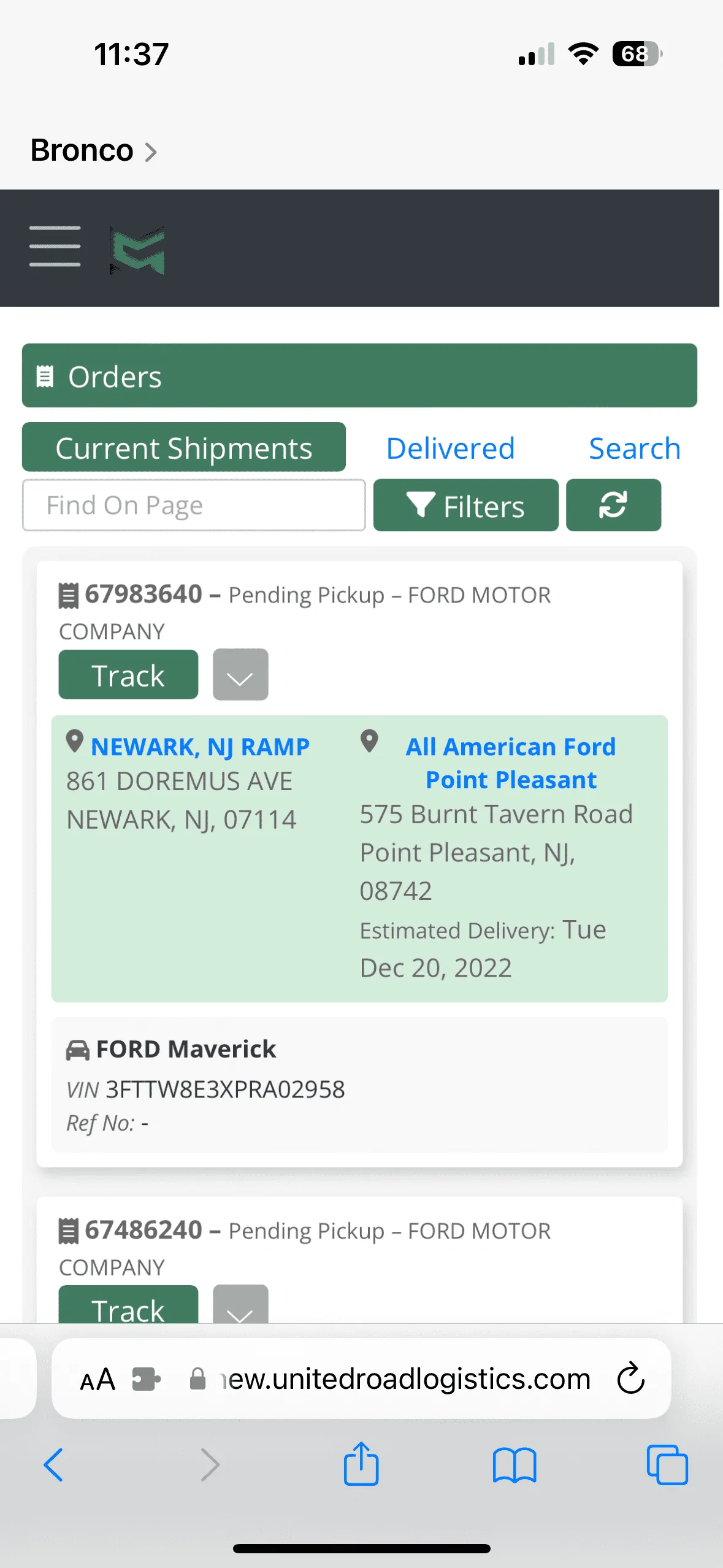 How To: United Road delivery tracking | Bronco6G - 2021+ Ford Bronco ...