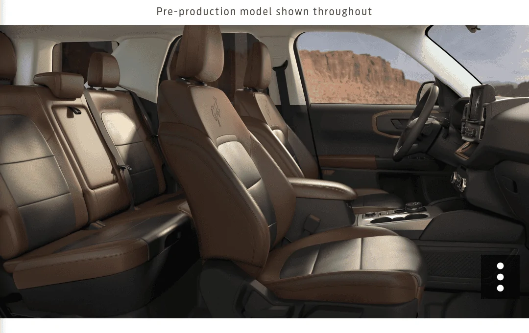 Bronco Badlands leather interior w/ orange contrast stitching and trim ...