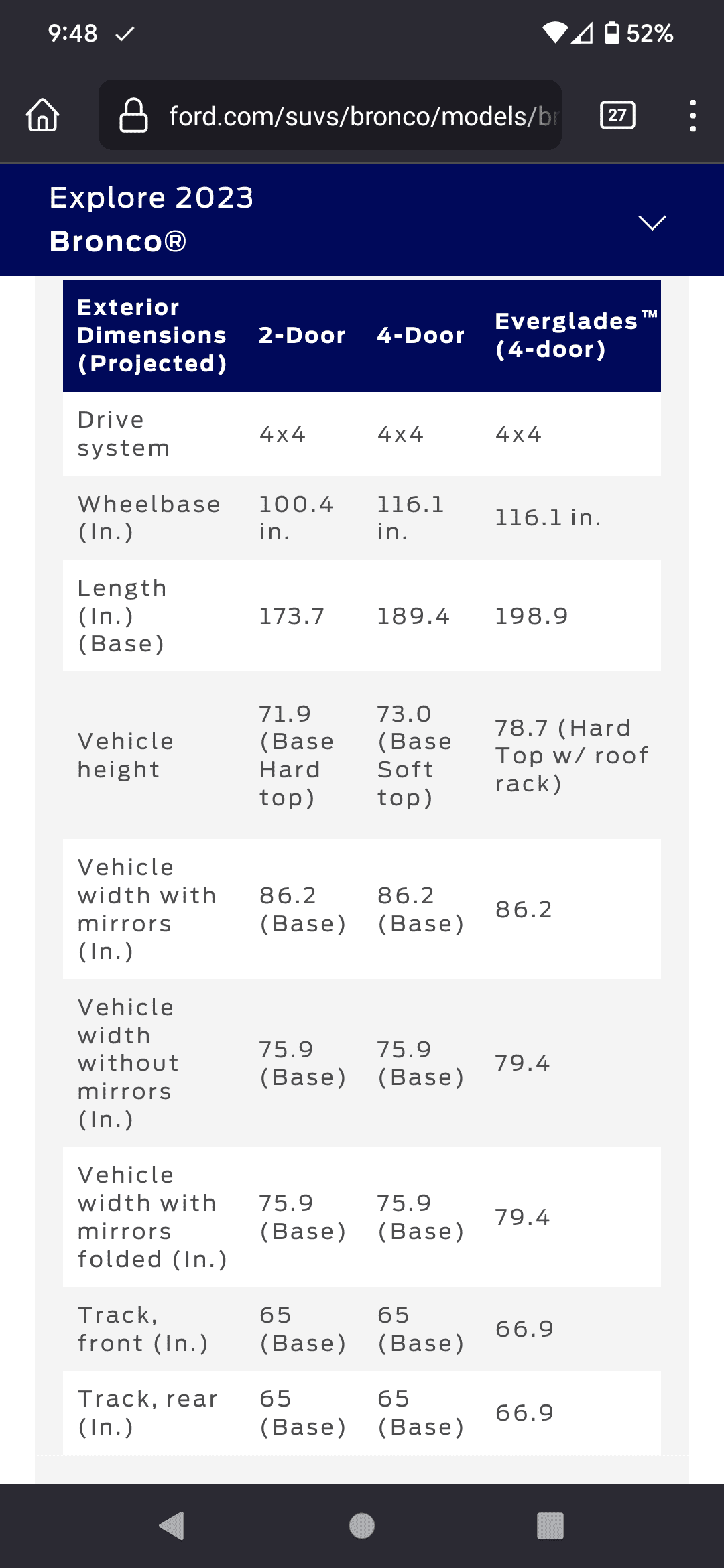 Bronco Raptor exterior/garage fitment dimensions -- here's measurements ...