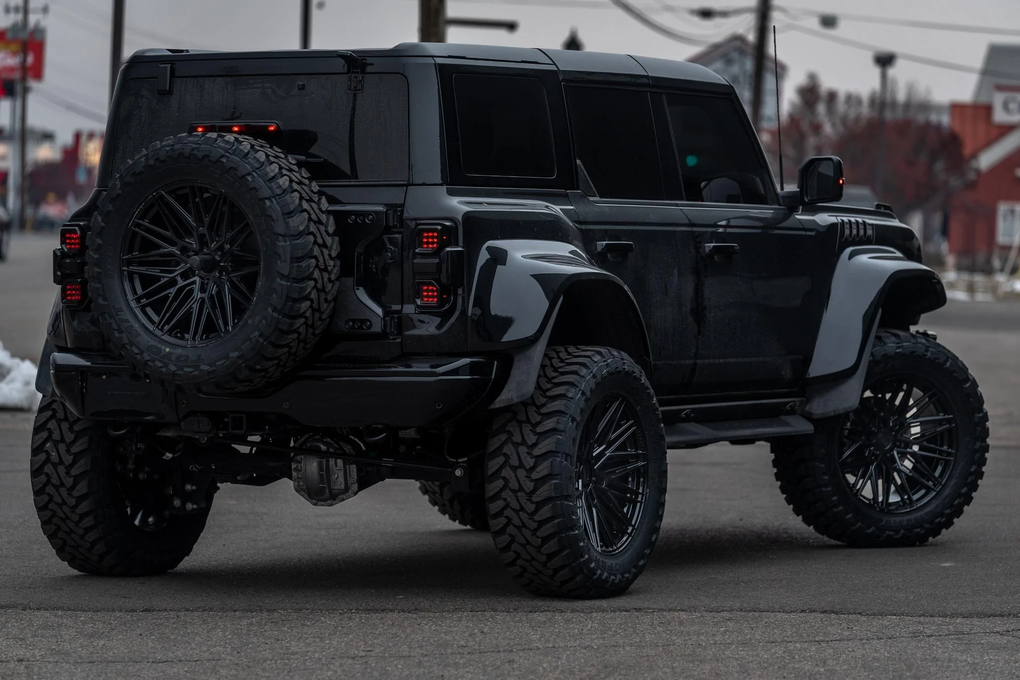 Blacked-Out Bronco Raptor Street Setup Build w/ painted flares, front ...