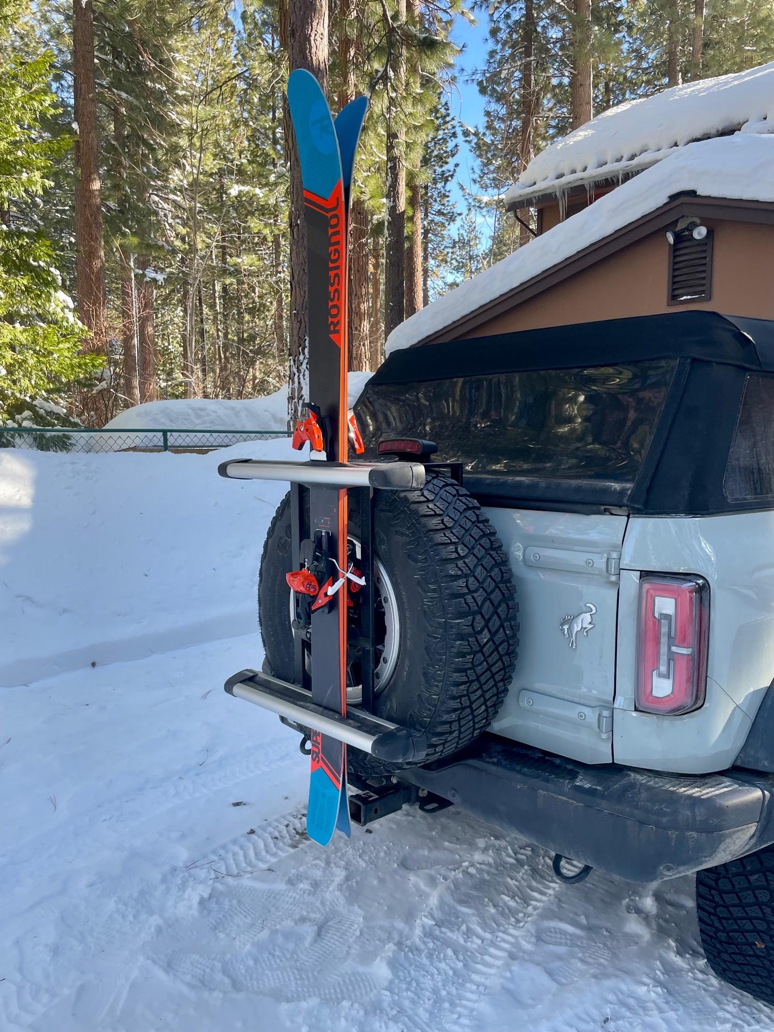 Hitch ski rack made for a 1up bike rack | Bronco6G - 2021+ Ford Bronco ...