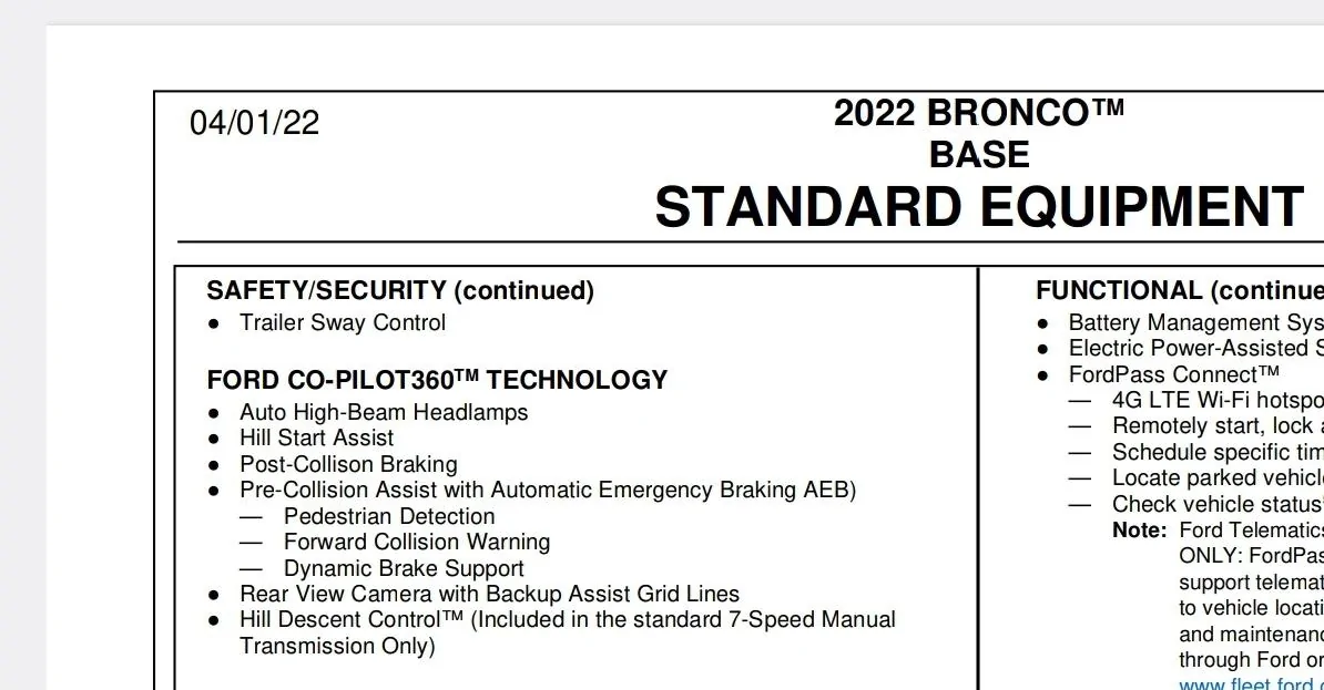 BRONCO AND BRONCO SPORT - Things you need to check on YOUR ORDER ...