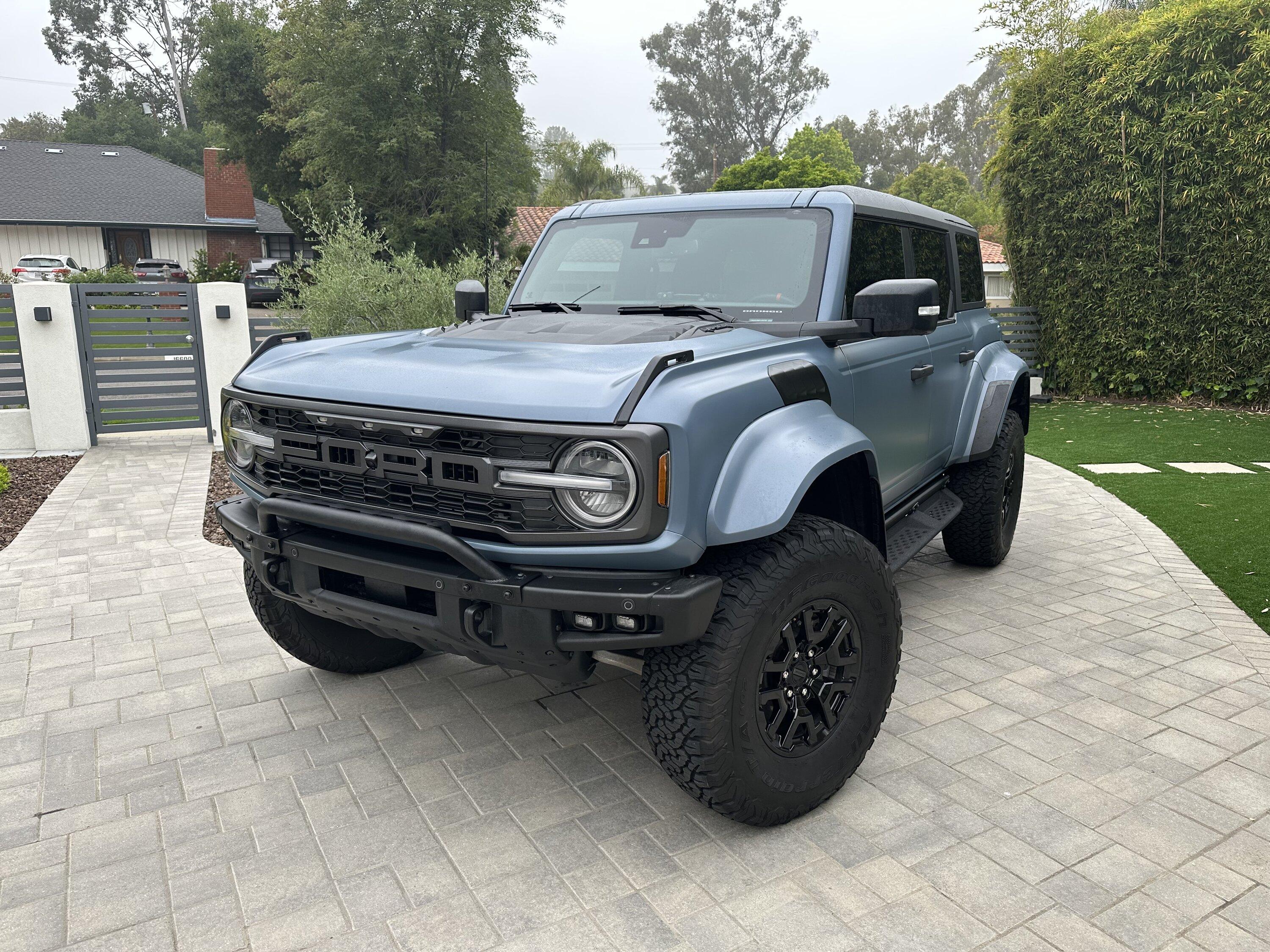 Bronco Raptor, Color match flares azure gray, matte wrap, blacked out ...