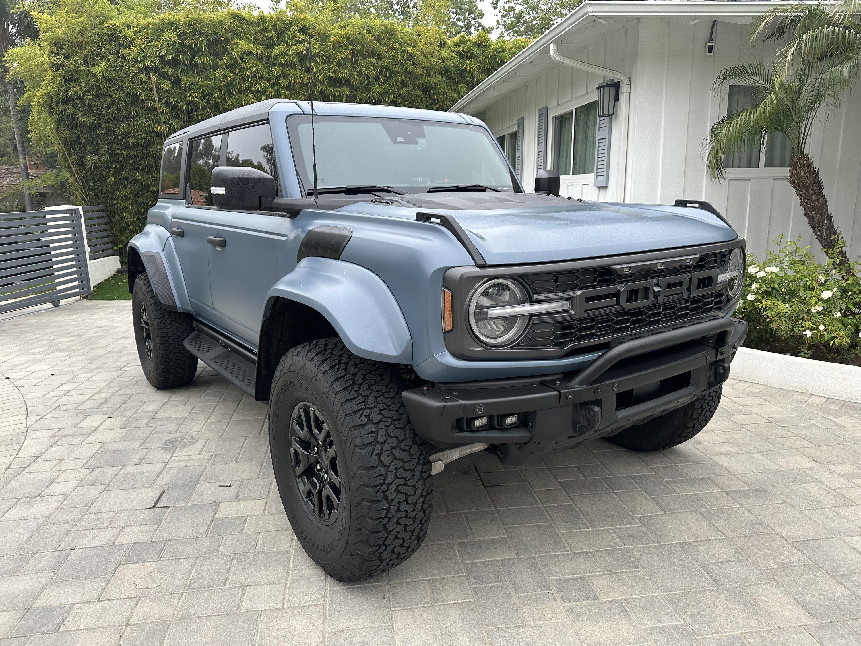 Bronco Raptor, Color match flares azure gray, matte wrap, blacked out ...