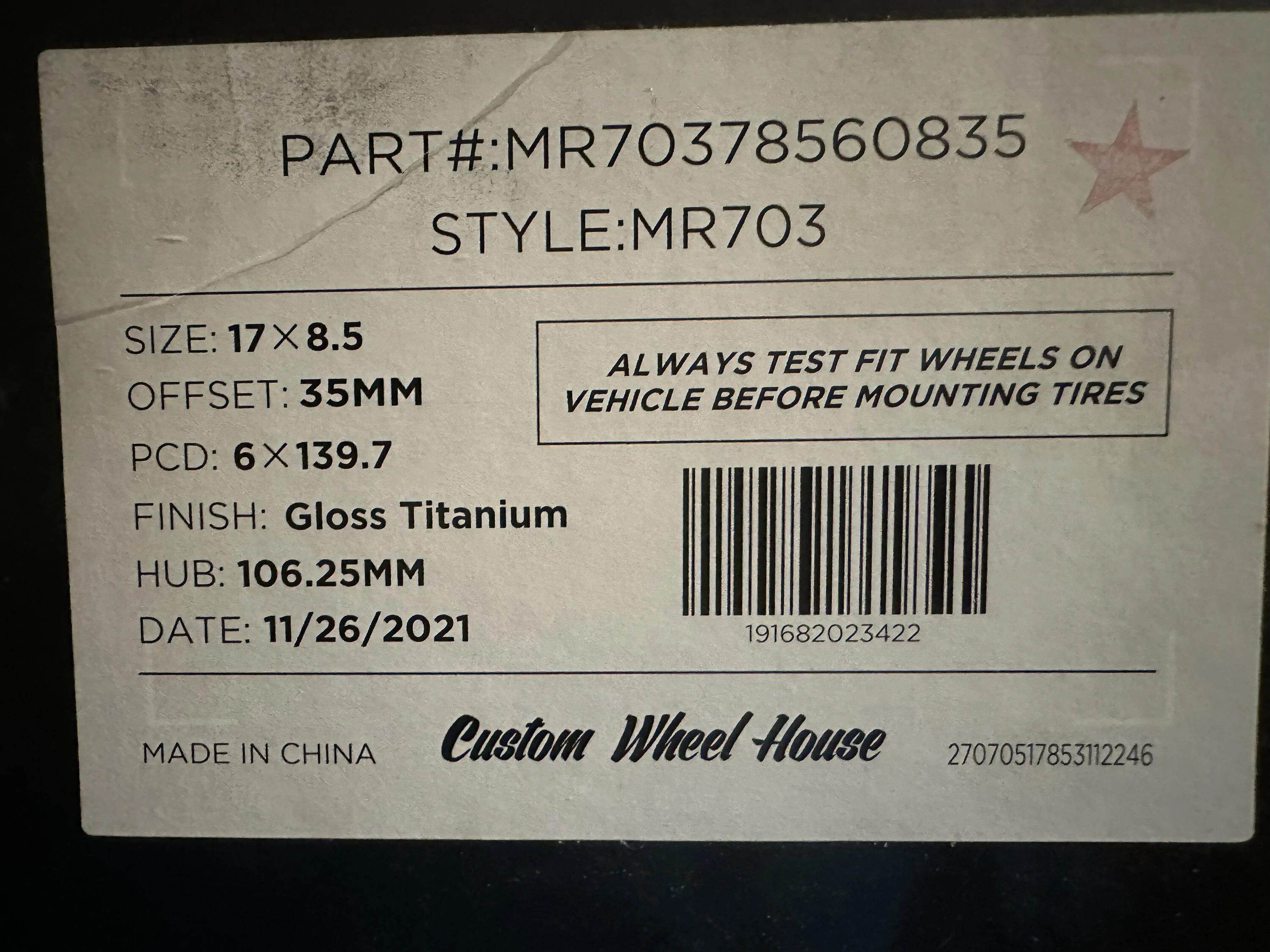 Pennsylvania - One Method MR703 Titanium wheel w/ 2 small chips - $100 ...