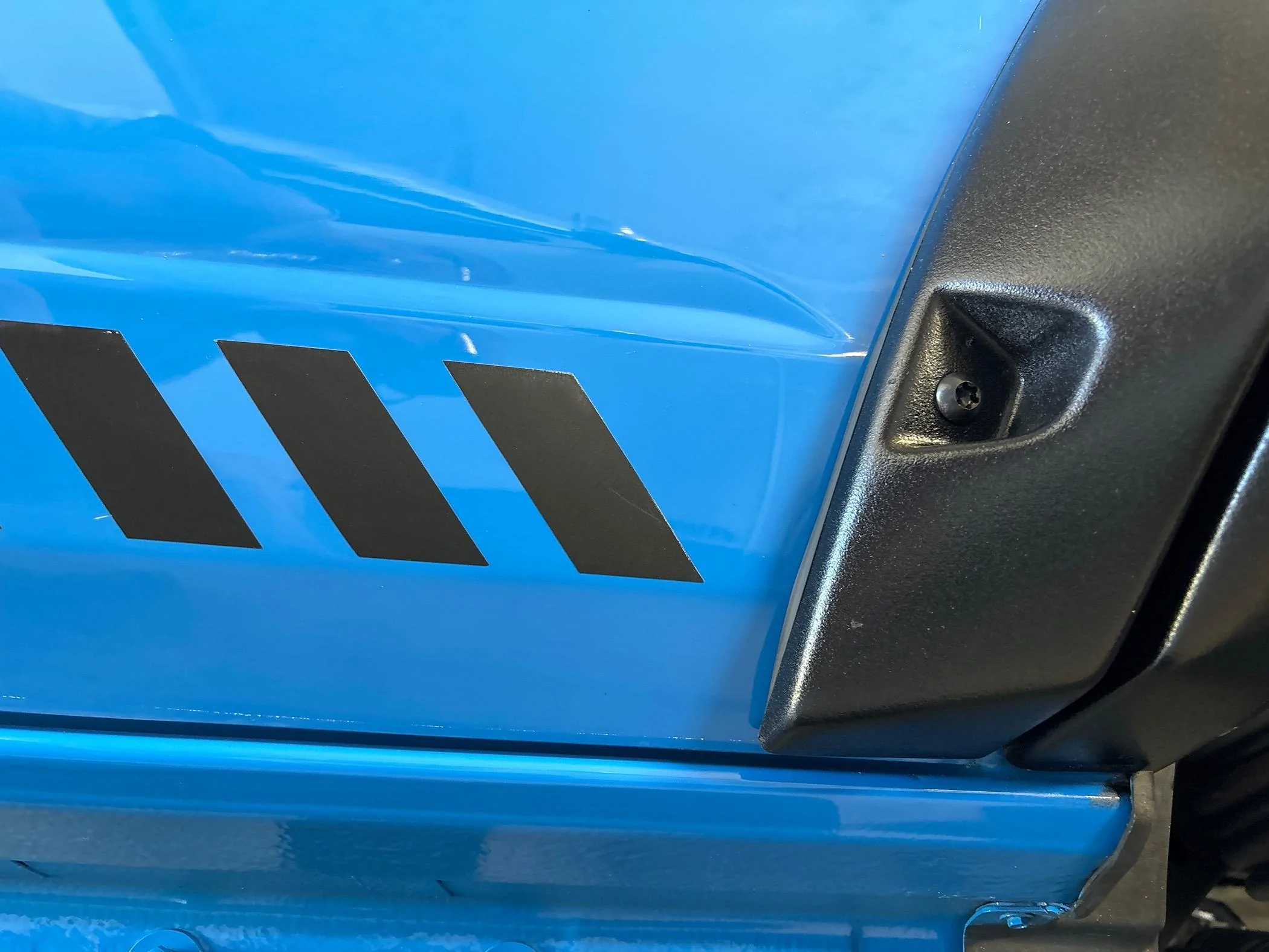 Bushwacker flares installed on custom paint Grabber Blue Bronco ...