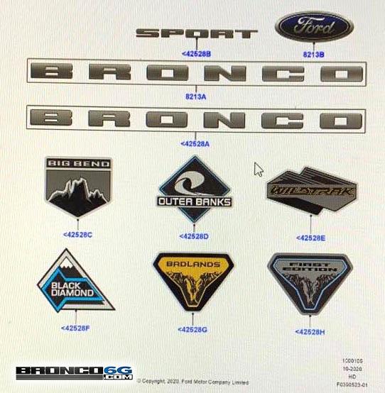 Bronco Trim Model Badge / Logo / Emblem Sticker Part Numbers | Bronco6G ...