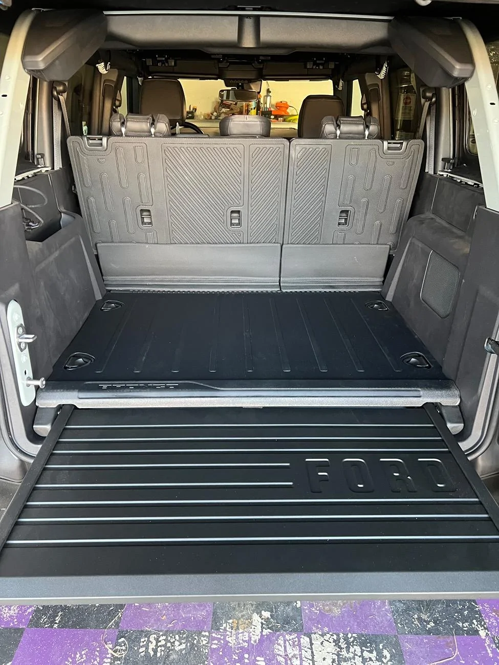 Installed slide out tailgate and Broaddict tailgate table | Bronco6G ...