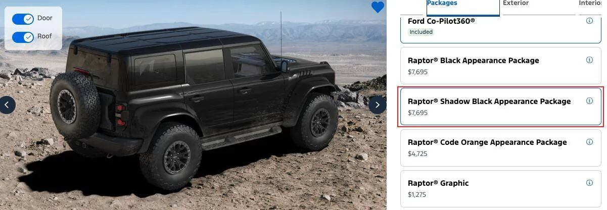 2025 Raptor Shadow Black Appearance Package? | Bronco6G - 2021+ Ford ...