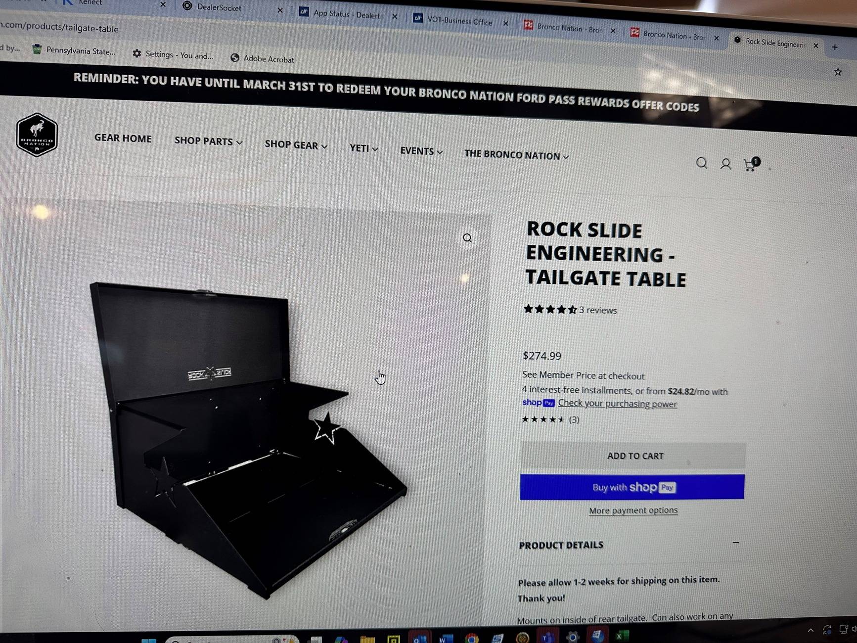 Rock Slide Engineering tailgate table fits Braptor? | Bronco6G - 2021 ...