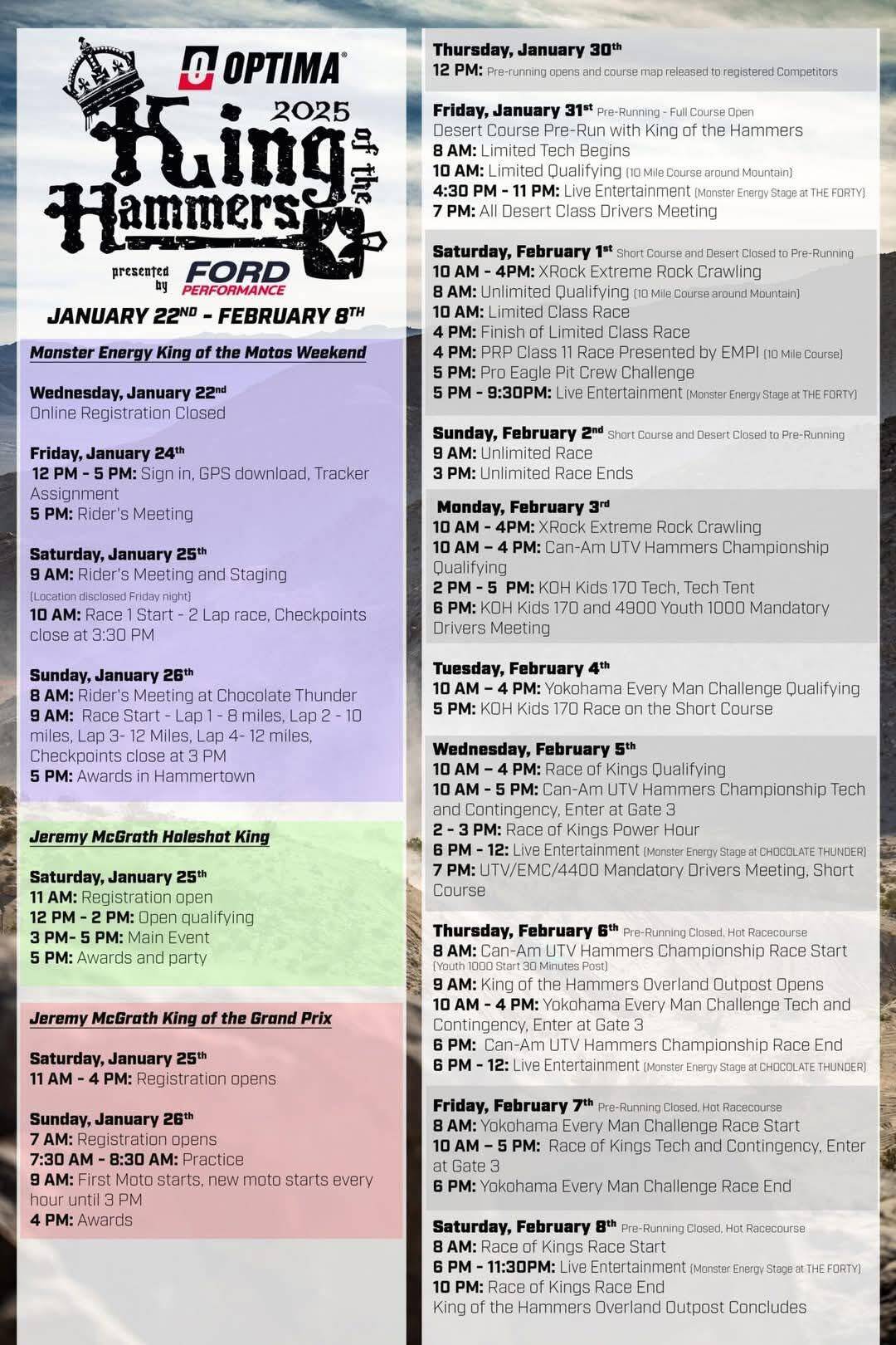 King of The Hammers 2025 Schedule | Bronco6G - 2021+ Ford Bronco ...