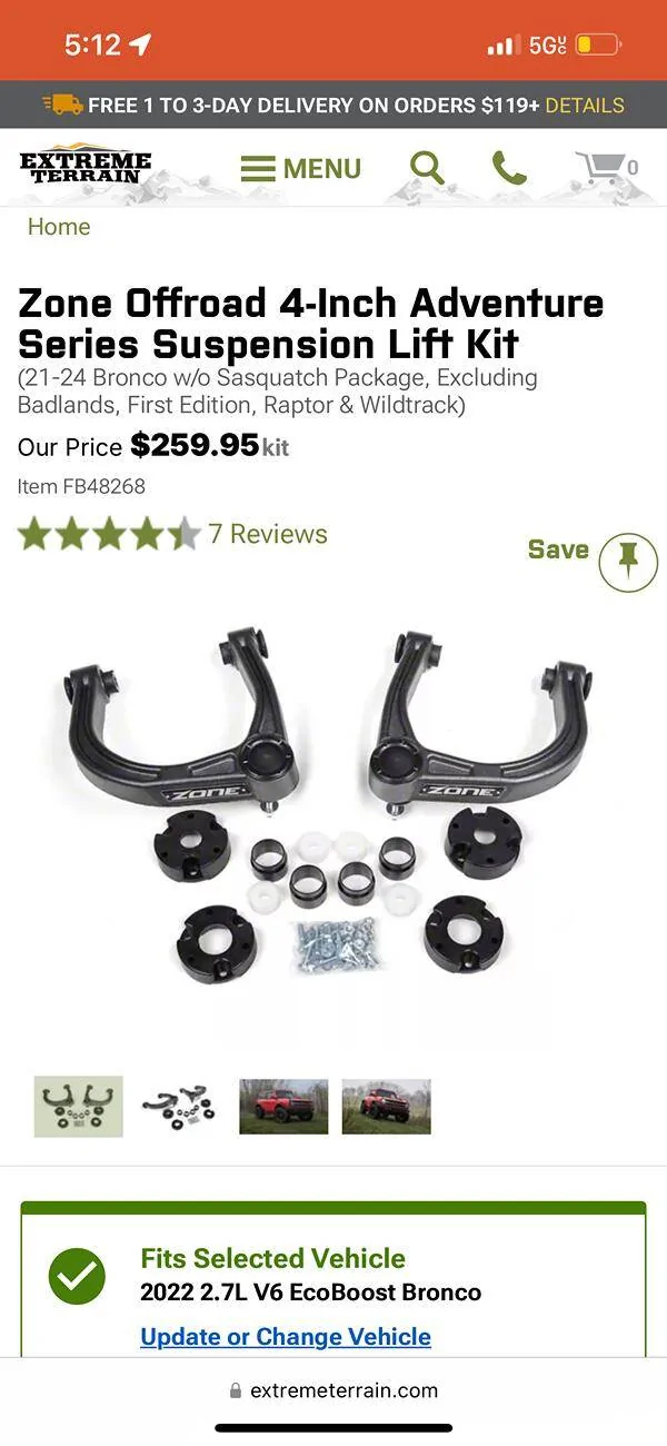 Zone Offroad 4-Inch Adventure Series Suspension Lift Kit - reviews ...