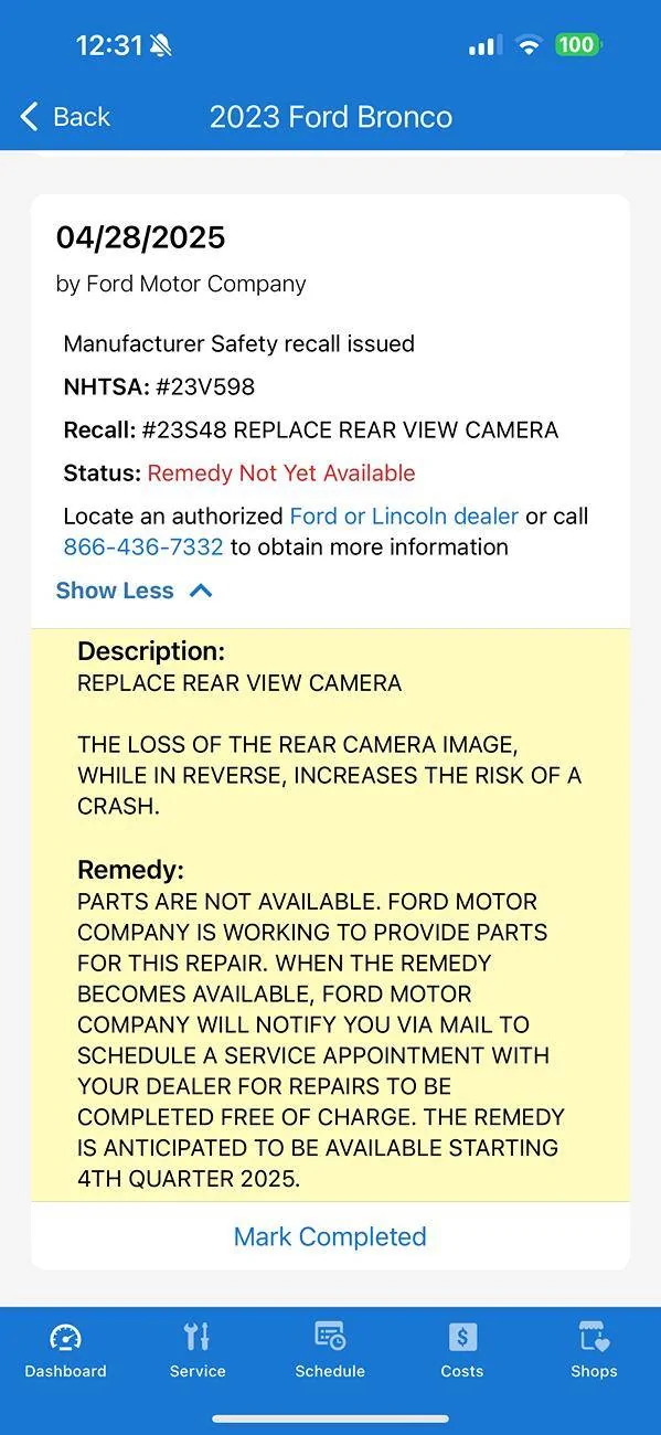 New Recall #23S48 - REPLACE REAR VIEW CAMERA | Bronco6G - 2021+ Ford ...