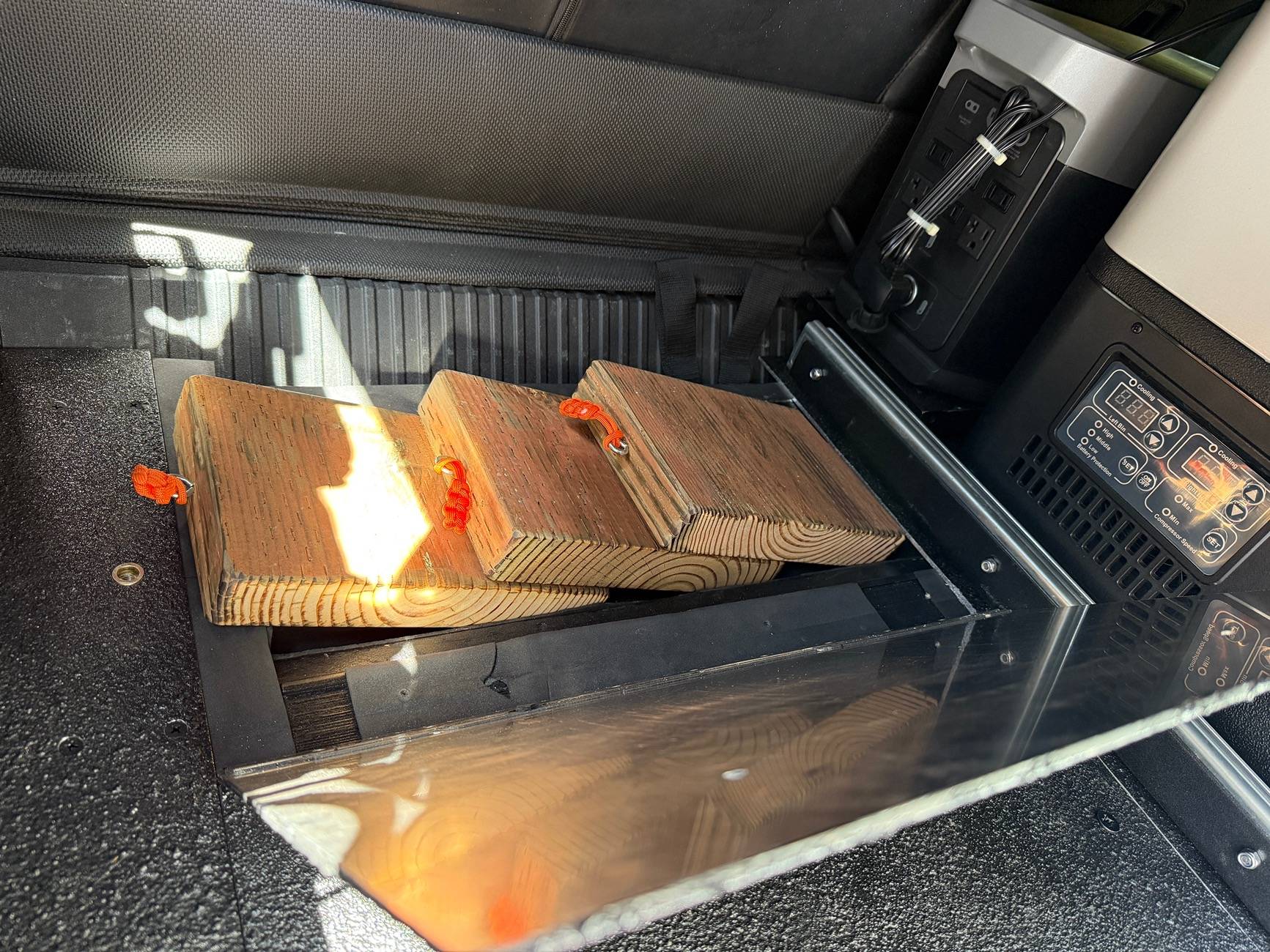 Slide out table, refrigerator tray & jack block stash - custom cargo ...