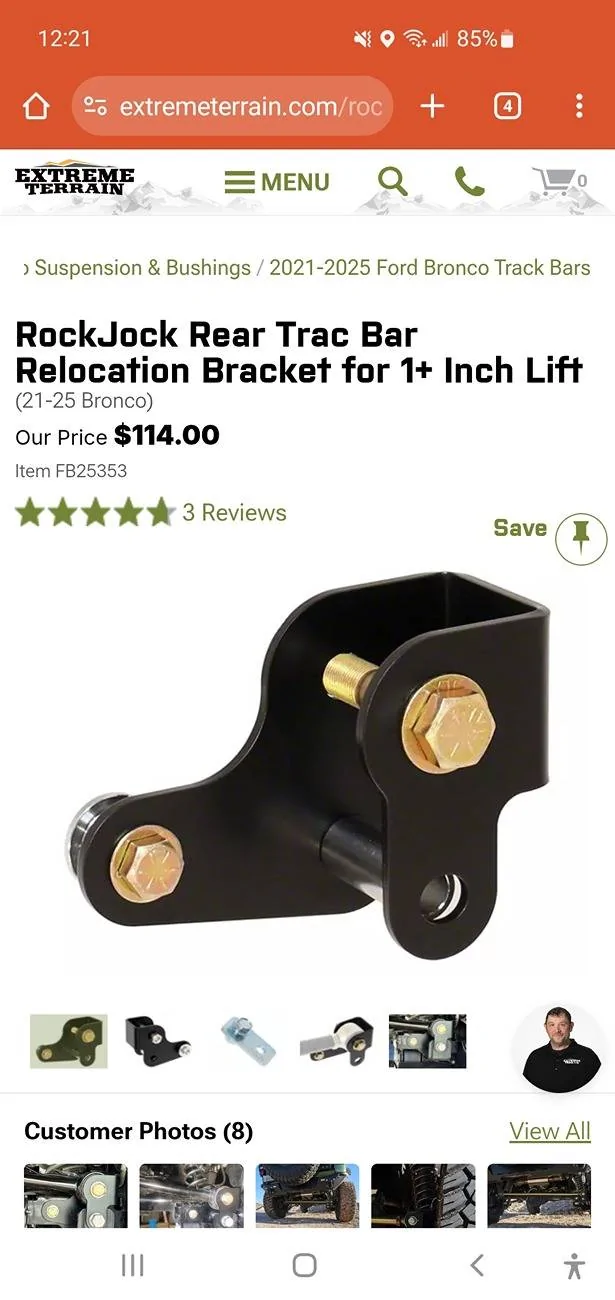 Rear track bar drop/relocation bracket necessary for 3" lift ...