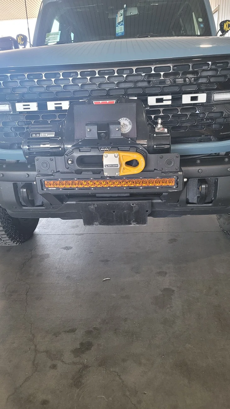 Winch setup addressing front camera, sensors, and ACC radar. | Bronco6G ...