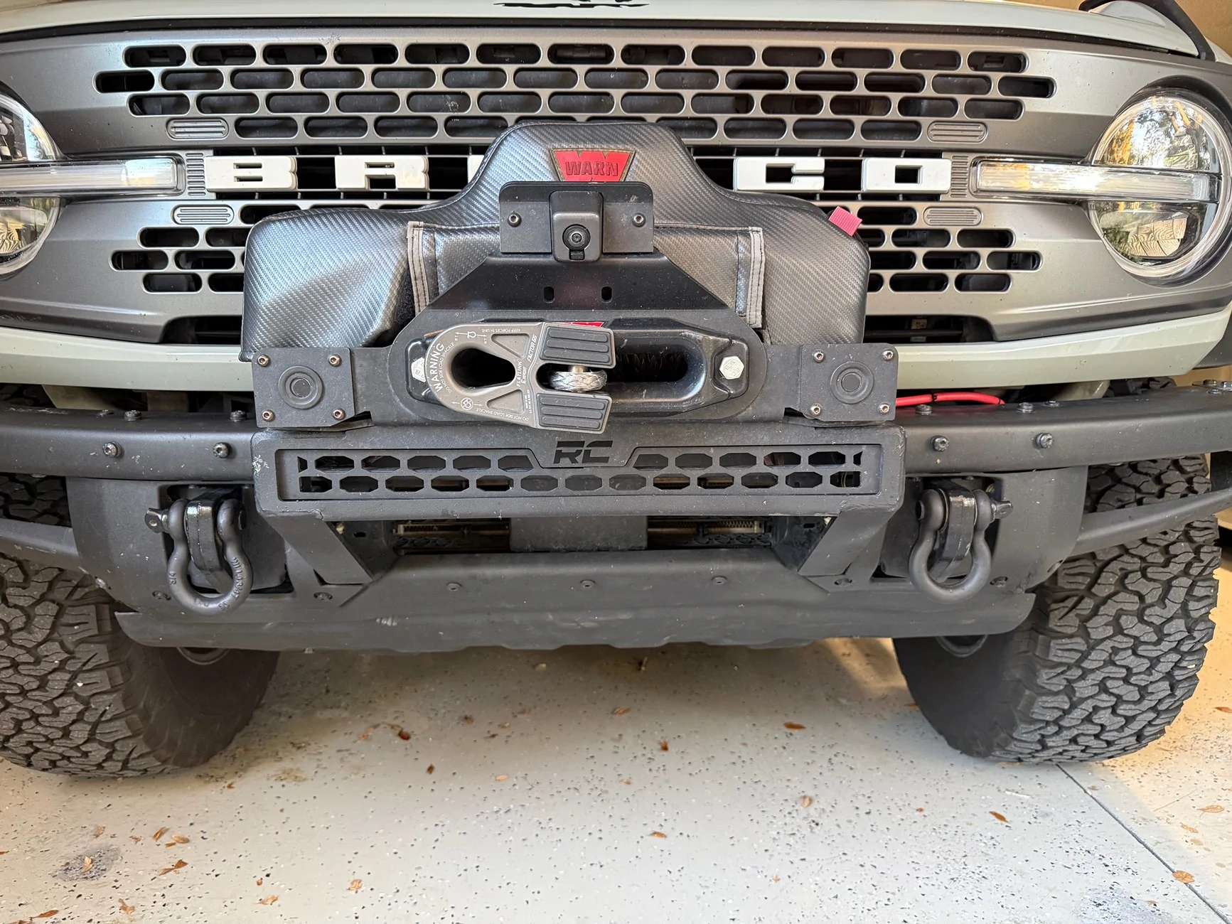 Winch setup addressing front camera, sensors, and ACC radar. | Bronco6G ...