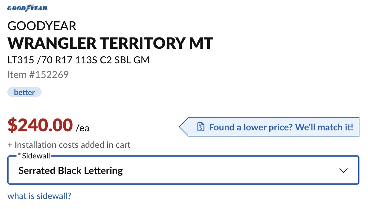 What is the difference between these two Goodyear Wrangler Territory MT ...