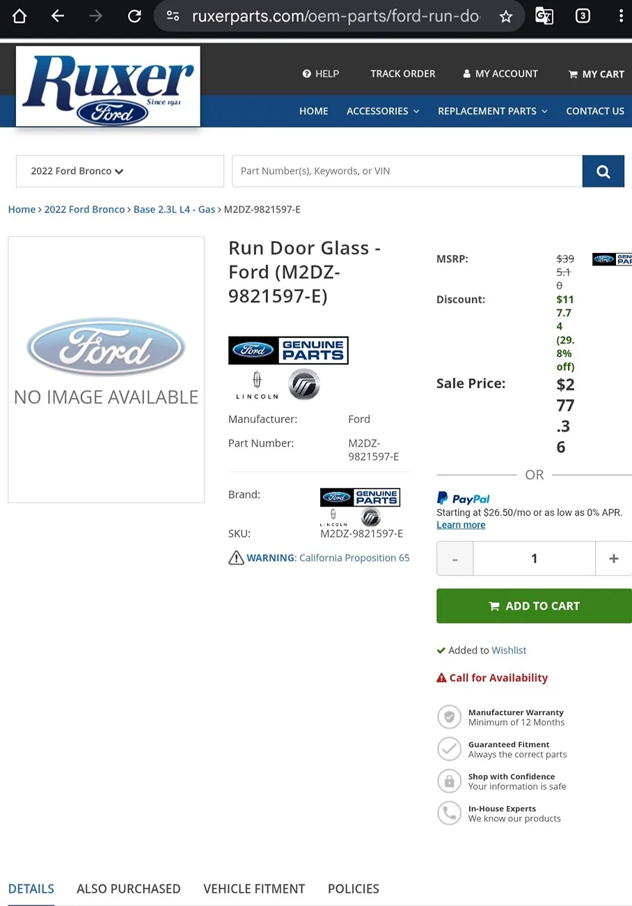 SSM 53981: 2021-2024 Bronco - Window Rattle From The Front Doors Over ...