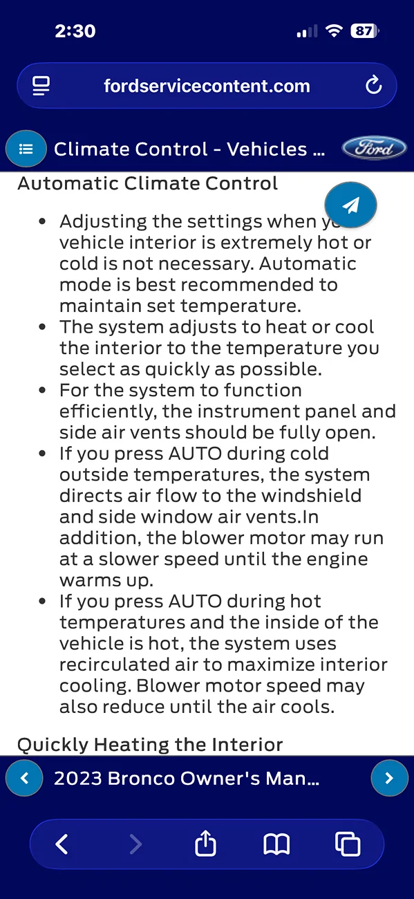 2025 OBX 2.7 front floor vents & auto mode | Bronco6G - 2021+ Ford ...