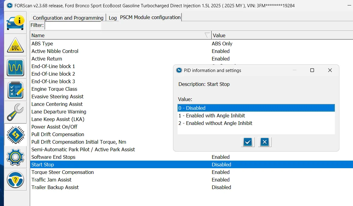 Can't disable auto start stop with FORscan! | Page 4 | Bronco6G - 2021 ...
