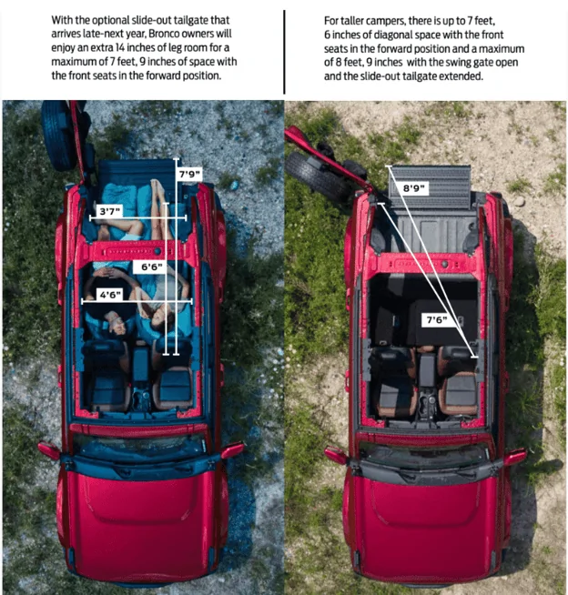 Known Cargo Dimensions (so far) for 2-Door and 4-Door Broncos ...